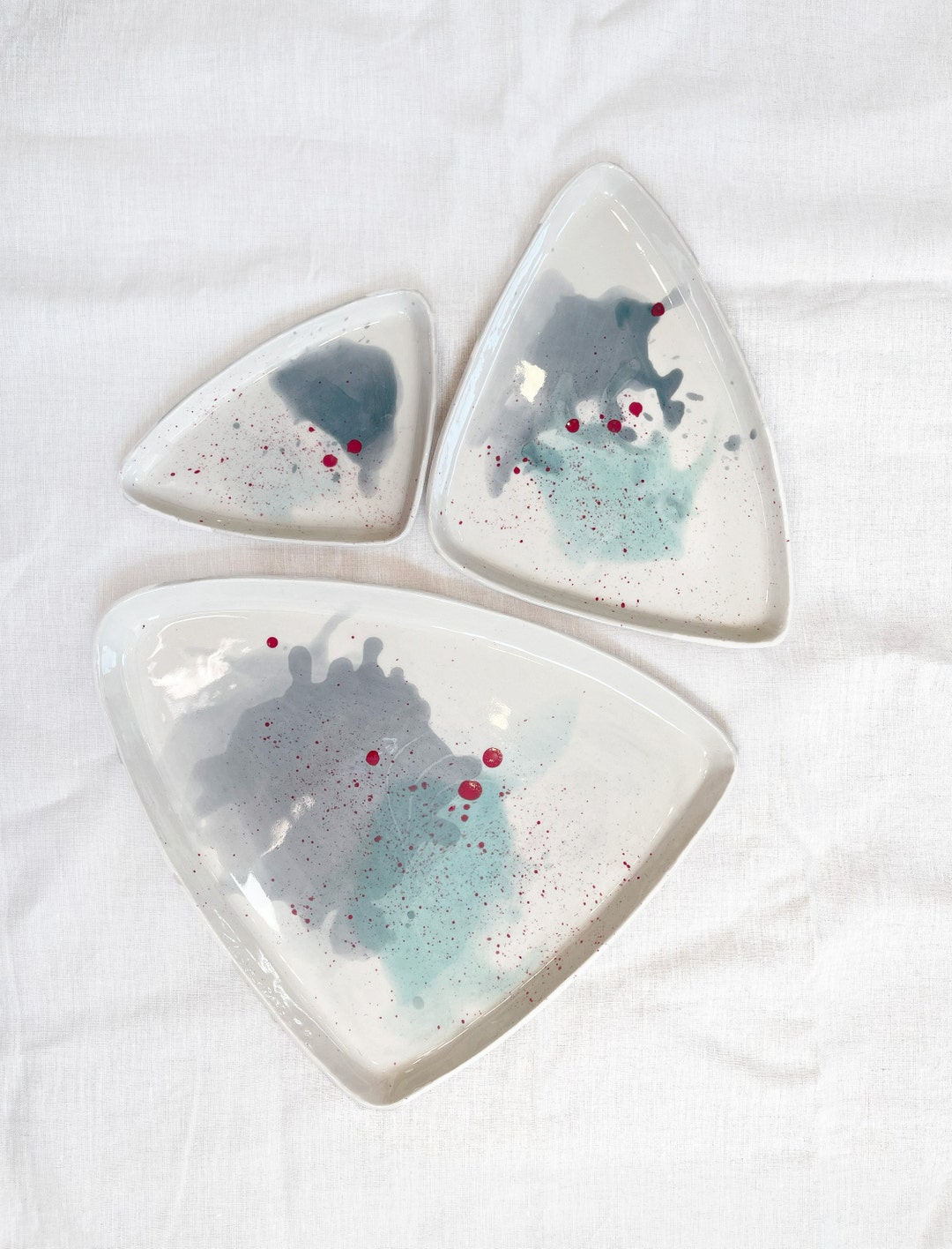 Porcelain Abstract Painted Triangle Dinnerware Set - Etsy