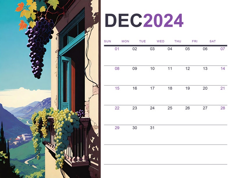 Retro Grapes Desk Calendar - Etsy