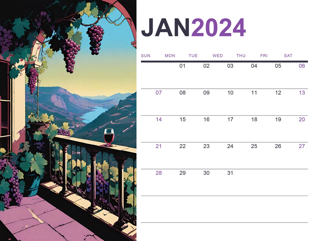Retro Grapes Desk Calendar - Etsy
