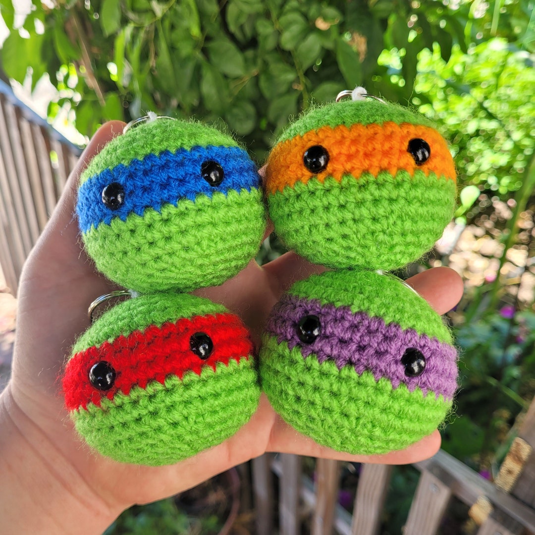 90s Cartoon Inspired | Turtle Crochet Keychain | Amigurumi Chibi Plush ...