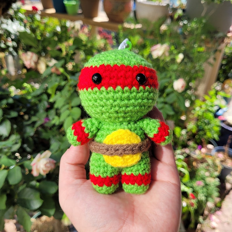 90s Cartoon Inspired | Turtle Crochet Keychain | Amigurumi Chibi Plush ...