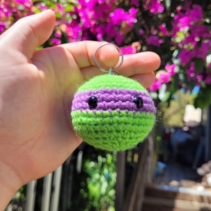 90s Cartoon Inspired | Turtle Crochet Keychain | Amigurumi Chibi Plush ...