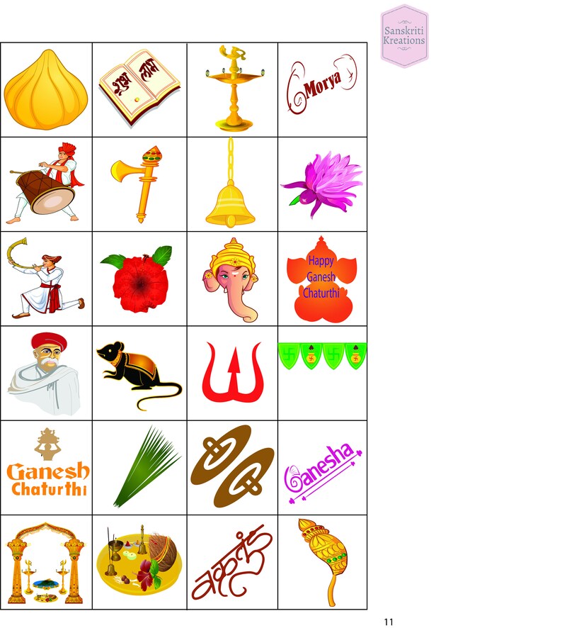 Ganesh BINGO & Memory Game - Kids Printable Bingo Game - Bingo Game for ...