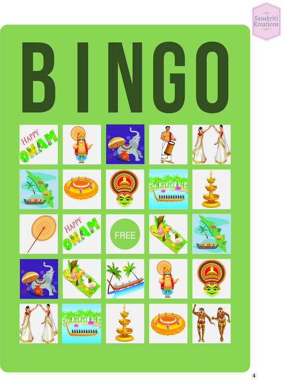 Onam BINGO Game Kids Printable Bingo Game Bingo Game for | Etsy India