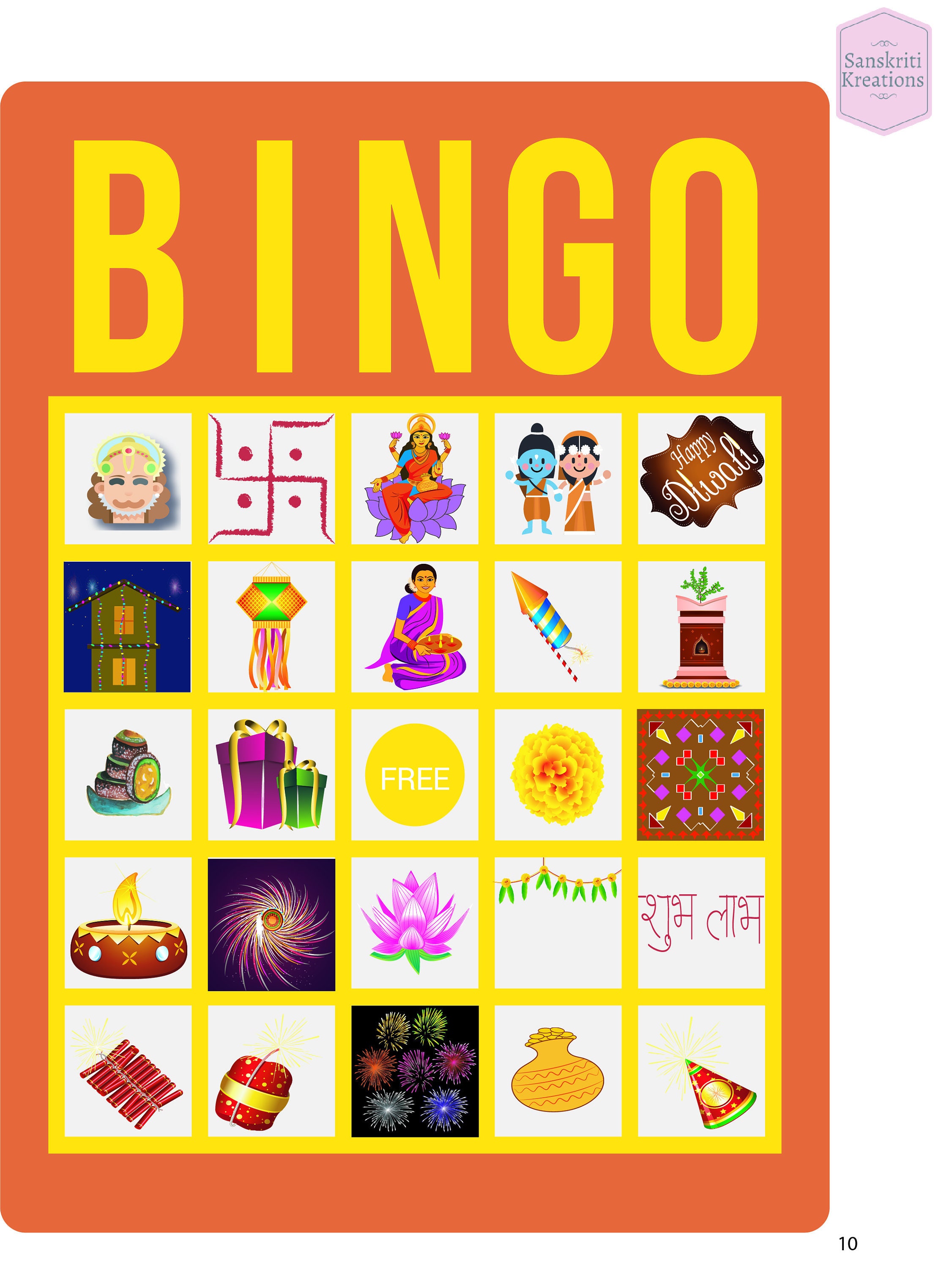 Additional 6 Diwali Printable BINGO Game Cards PDF Instant Download - Etsy