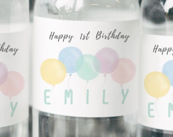 Editable Pastel Water Bottle Labels, Girls Pastel Pink Birthday Party ...