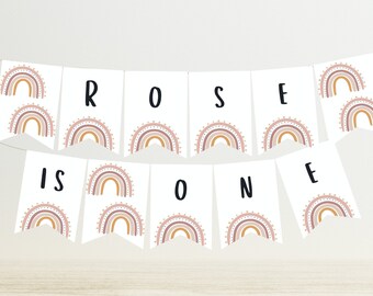 Pastel Rainbow Boho Birthday Custom Bunting DIY Girls | Etsy Australia