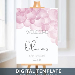 Pastel Balloons Baby Shower Welcome Board Boho Baby Shower Blush Pastel ...