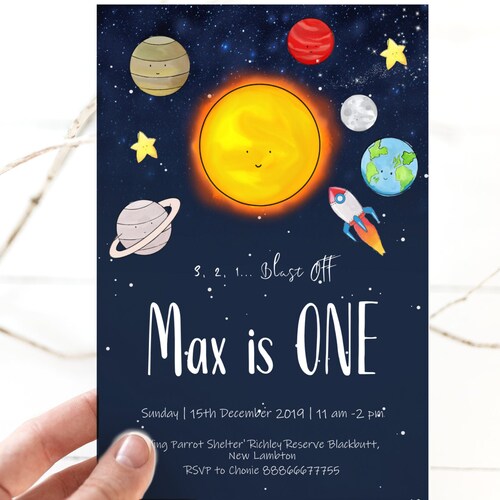 Planet Birthday Invitation Outer Space Party Invite Space - Etsy