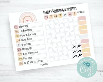 Girls Routine Chore Chart Printable Homework Organizer Home | Etsy