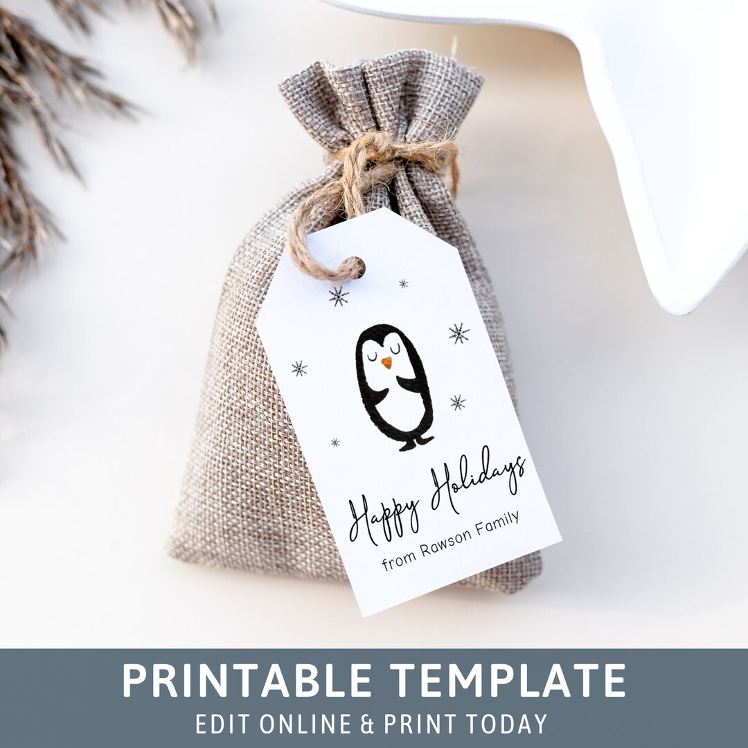 Cute Penguin Christmas Gift Tags Rustic Christmas Tags Christmas Favor ...