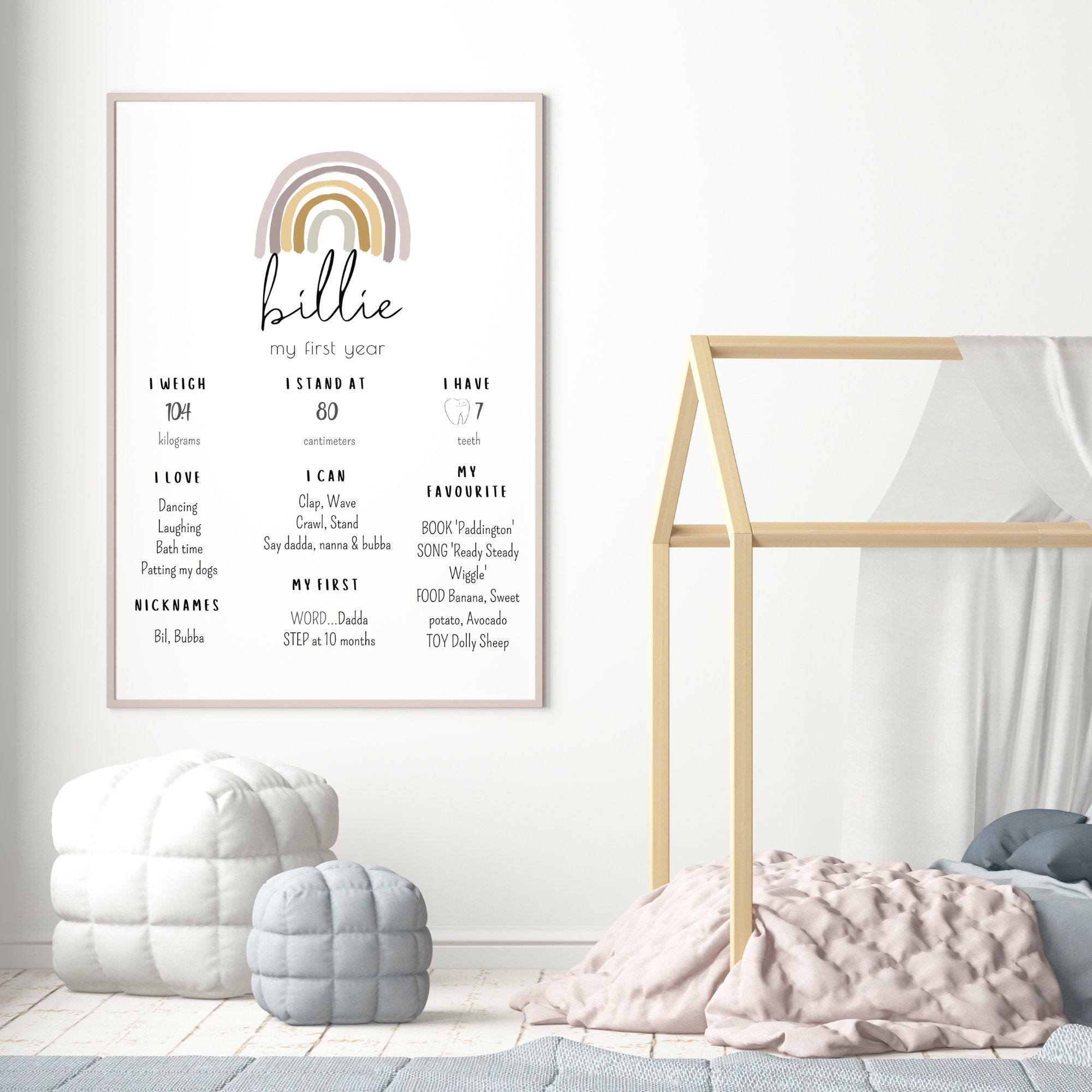 Pastel Earthy Rainbow First Birthday Milestone Board Rainbow | Etsy