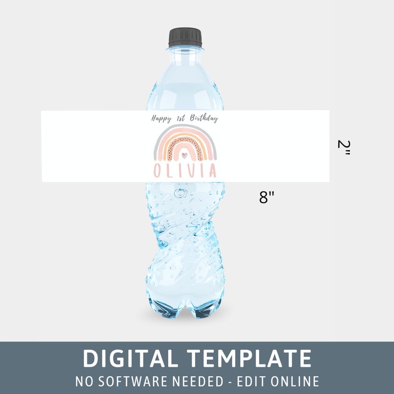 Pastel Rainbow Birthday Water Bottle Labels Pastel Rainbow 1st | Etsy