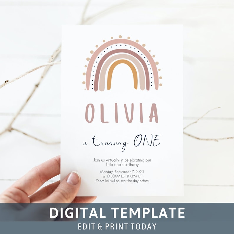 Watercolor Purple Neutral Pastel Rainbow 1st Birthday - Etsy