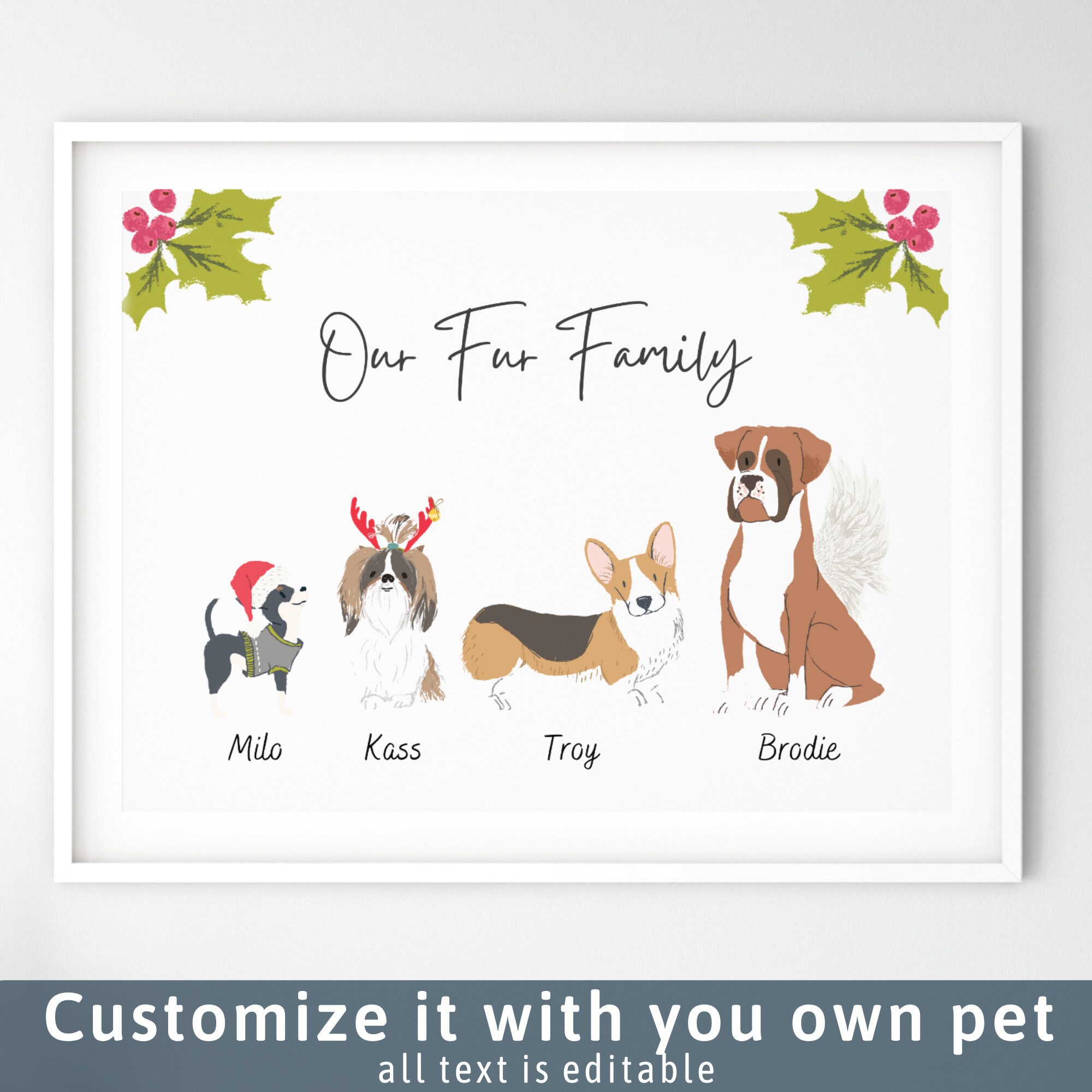 Personalized Dog Print Christmas Gift Pet Print Personalised - Etsy ...