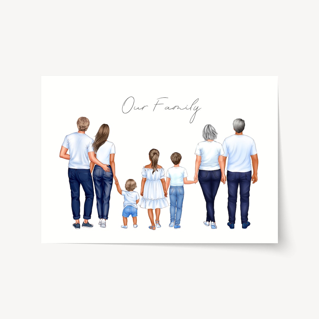 Personalized Family Wall Art Custom Family Portrait Gift Mothers Day ...