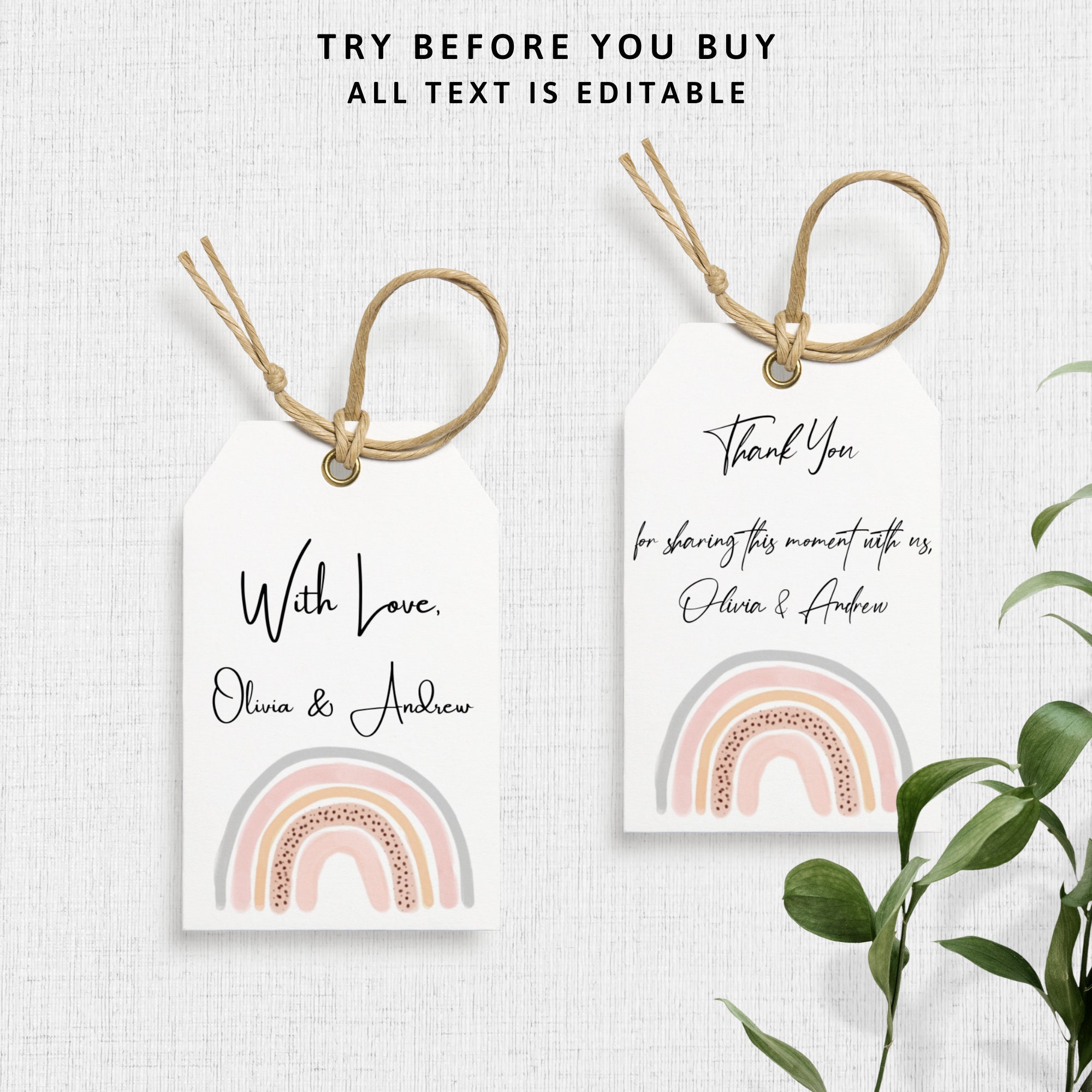 Pastel Rainbow Thank You Tags Favor Tags Baby Shower Gift Tags | Etsy ...