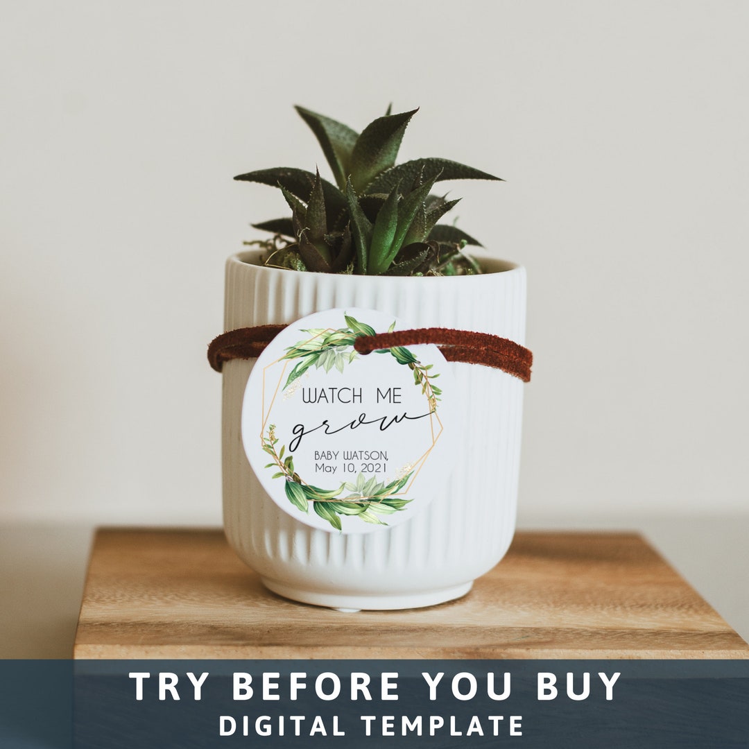 Watch Me Grow Greenery Baby Shower Plant Tags Favor Tags Boho Baby ...