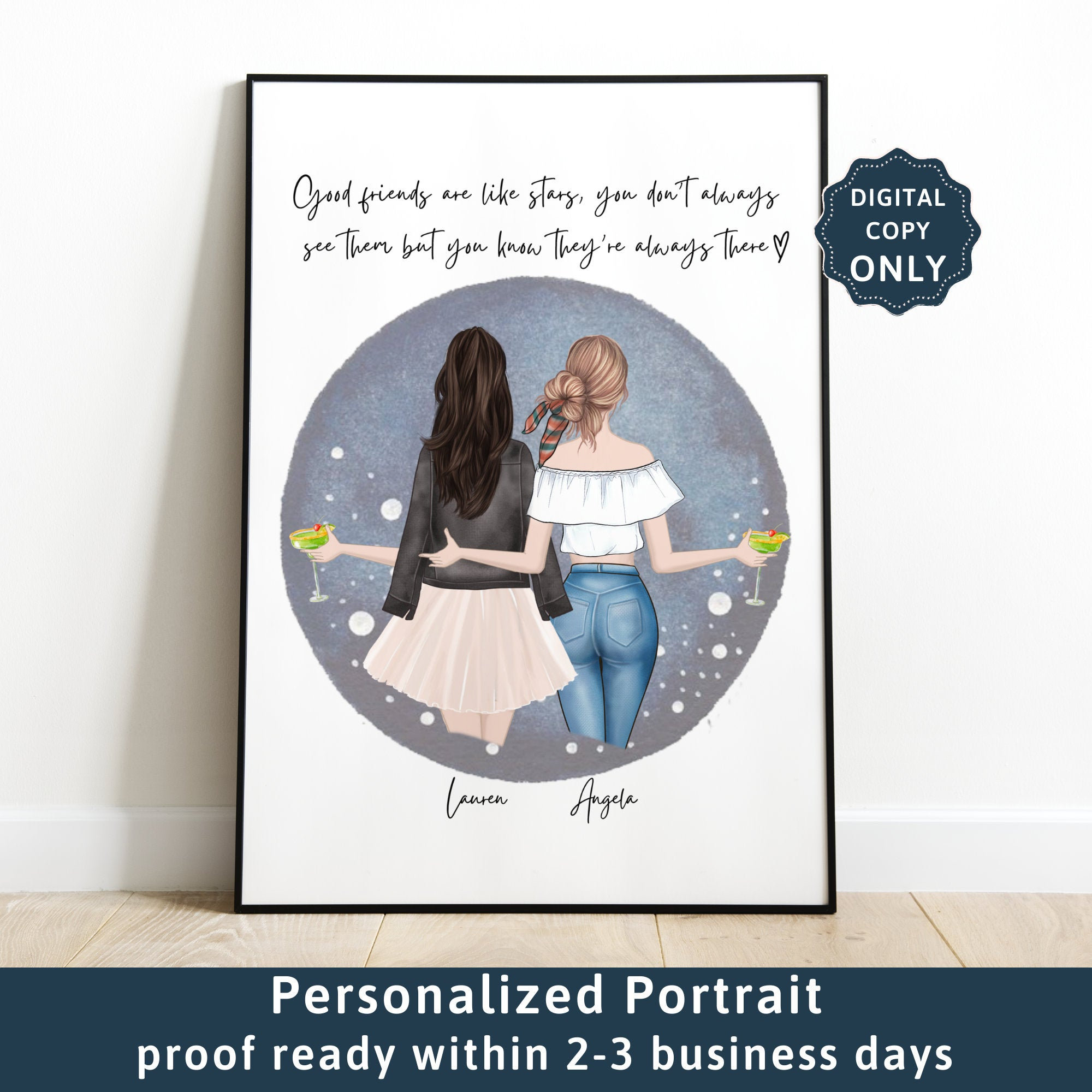 Digital Prints Personalized Best Friend Poster Portrait Best Friend ...