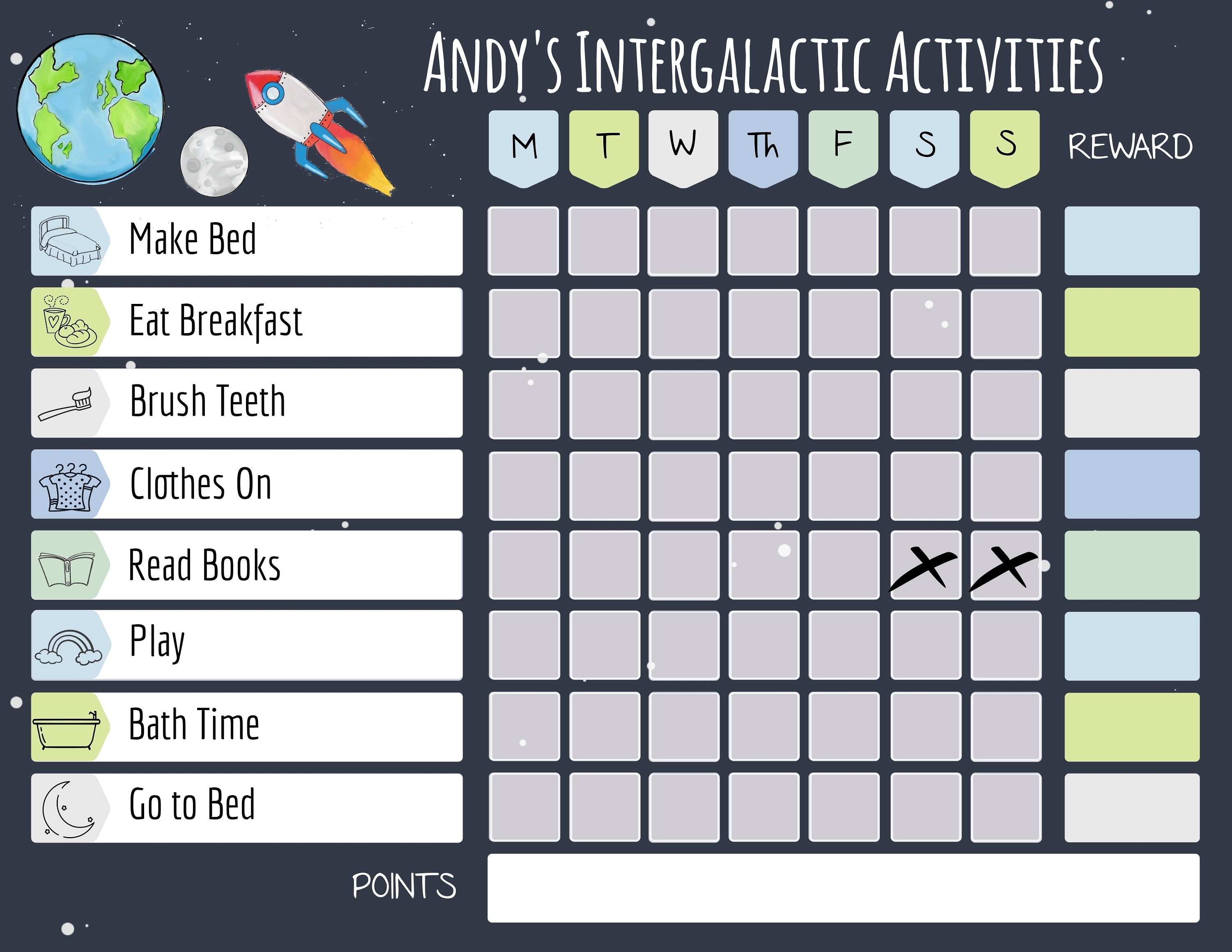 Space Boys Dry Erase Routine Chore Chart Printable Homework - Etsy