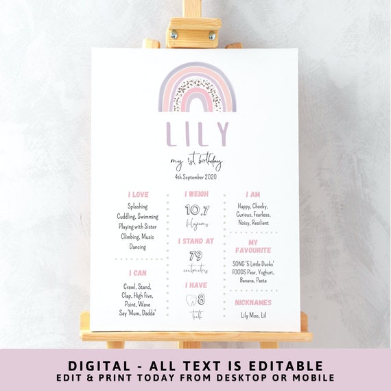 Pastel Purple Rainbow First Birthday Milestone Board Rainbow - Etsy ...