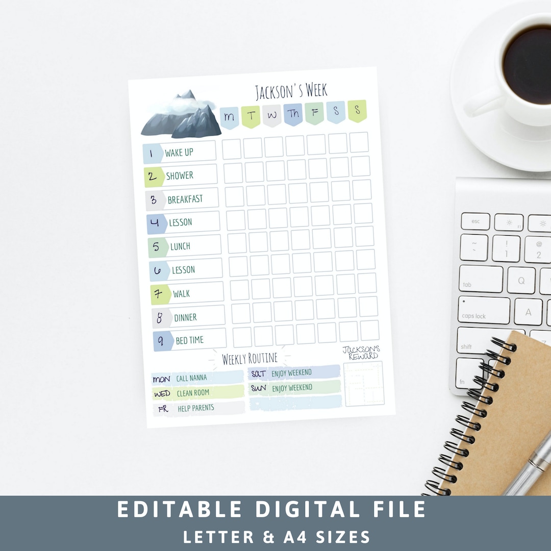 Routine Chore Chart Printable, Boys Homework Organizer, Home School ...