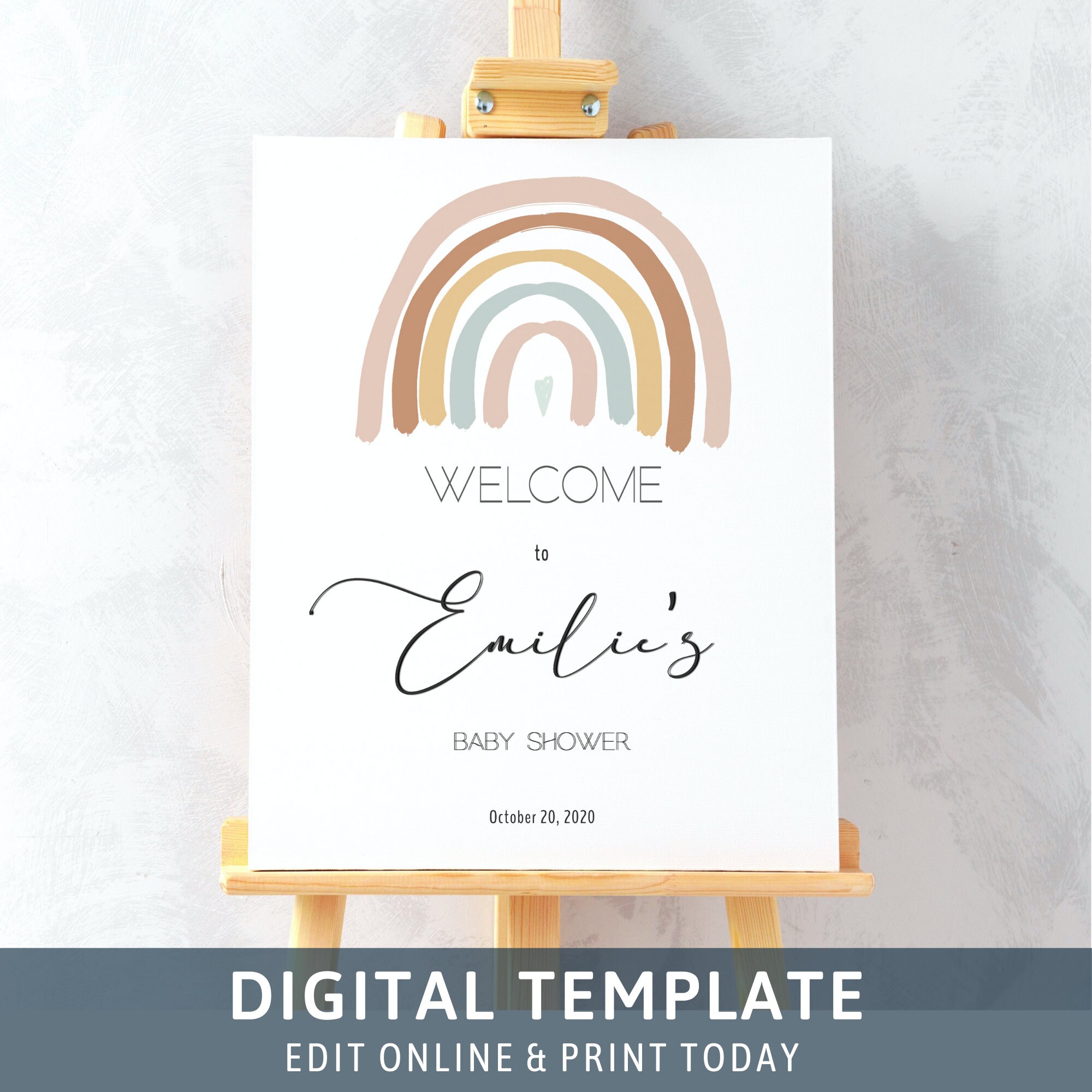 Pastel Rainbow Baby Shower Earthy Rainbow Welcome Sign Gender - Etsy