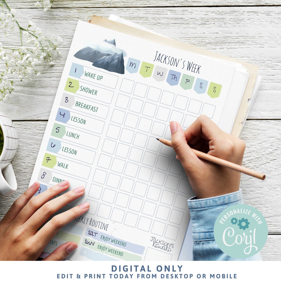 Routine Chore Chart Printable Boys Homework Organizer Home - Etsy Australia