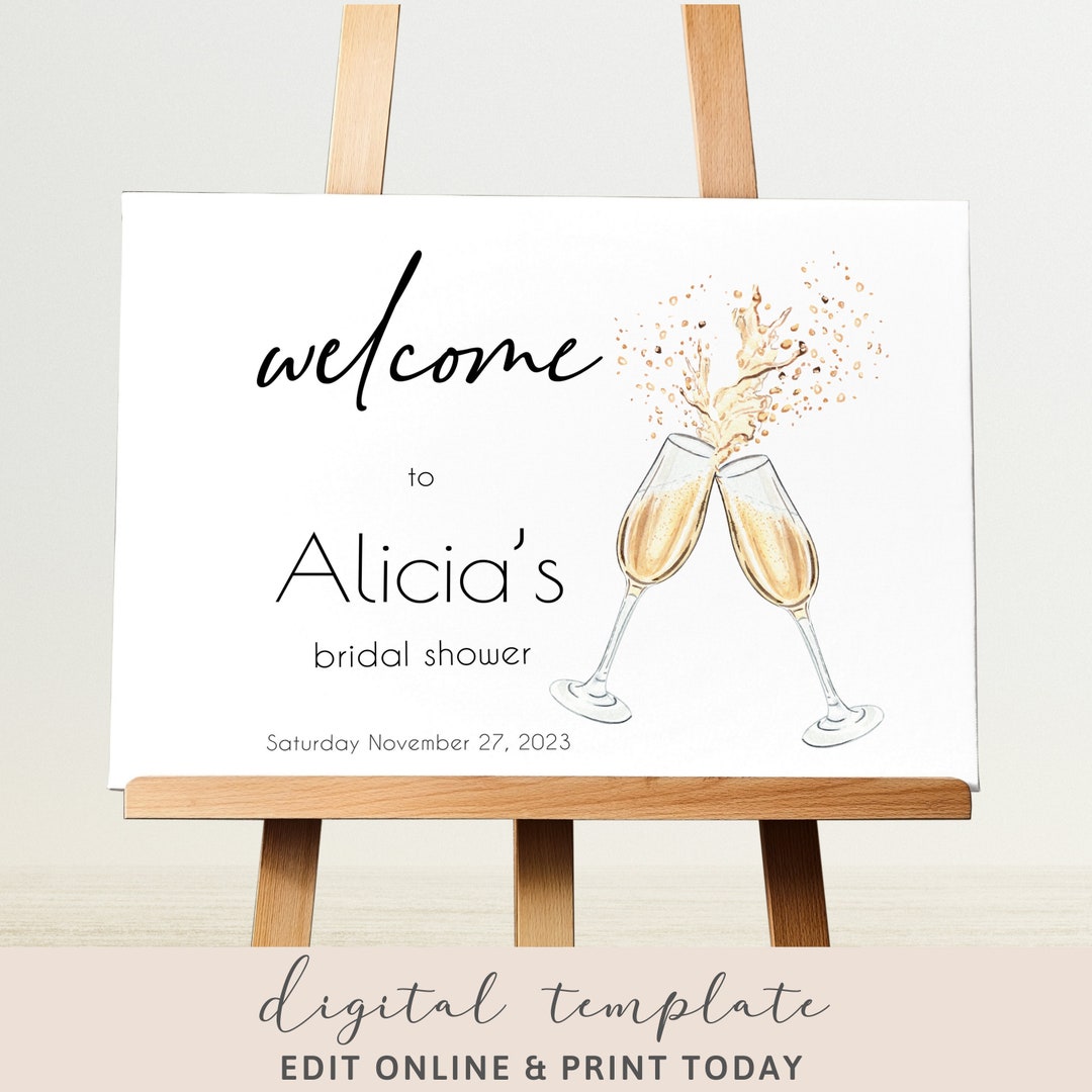 Bridal Shower Welcome Board Bubbly Bridal Shower Welcome Sign Brunch ...