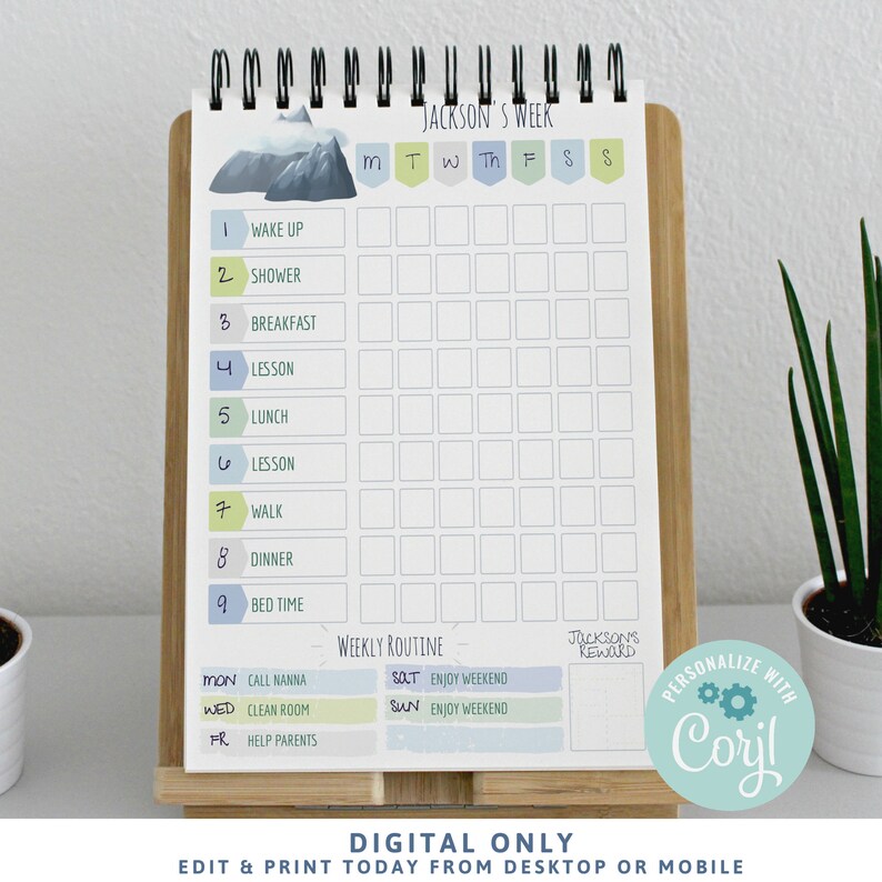 Routine Chore Chart Printable Boys Homework Organizer Home - Etsy Australia