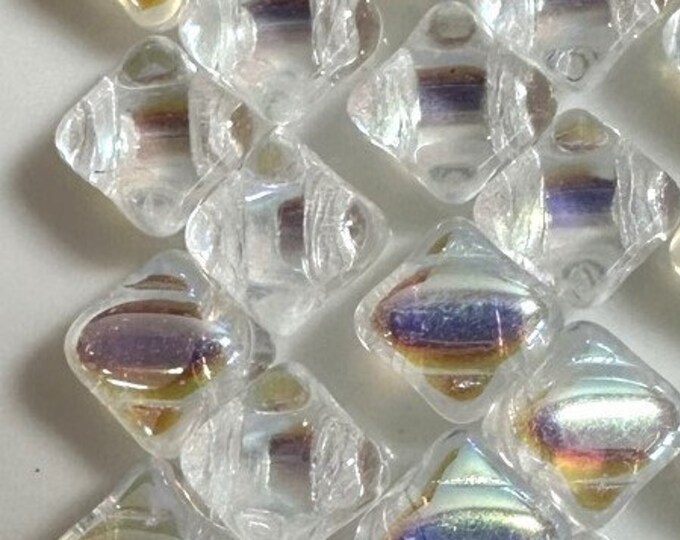 Mini Silky Beads Crystal AB, 40 Pcs, 2 Hole, 5mm, Czech Pressed Glass ...