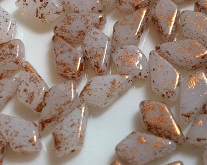 LAST 50 Pcs! Kite Beads, 2 Hole, Chalk Copper Splash Opaque, 9x5mm ...