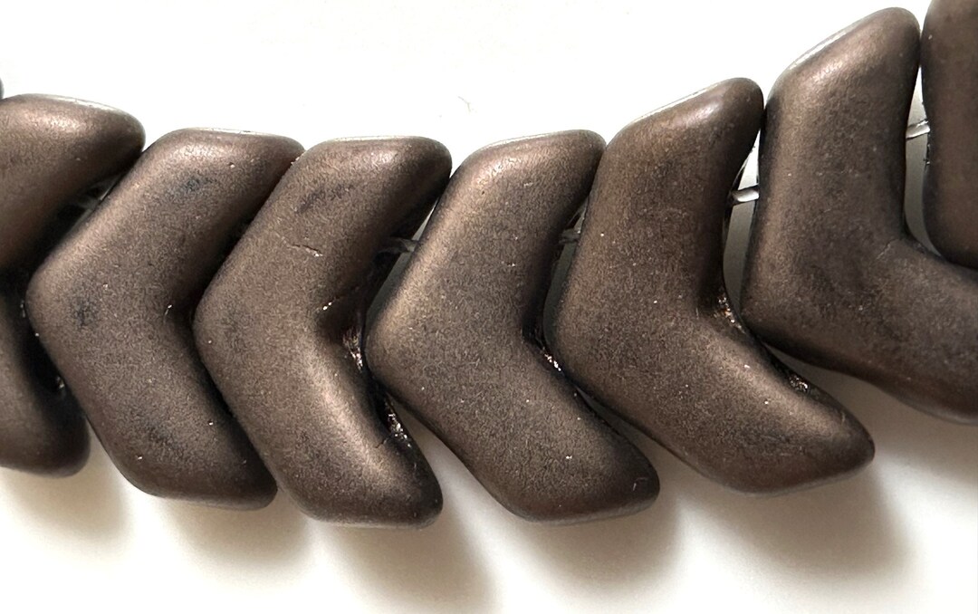 30 Pcs Jet Matte Bronze Chevron Duo Beads, 10x4mm, 2-hole, Czech ...