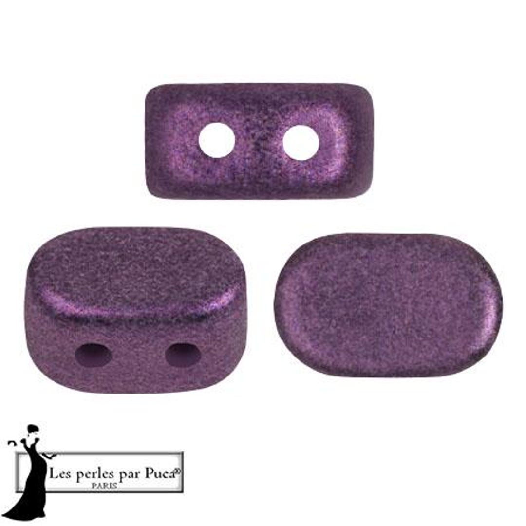 Lipsi Par Puca® Beads Metallic Matte Dark Lilac, 2 Holes, 7x4mm, Czech ...
