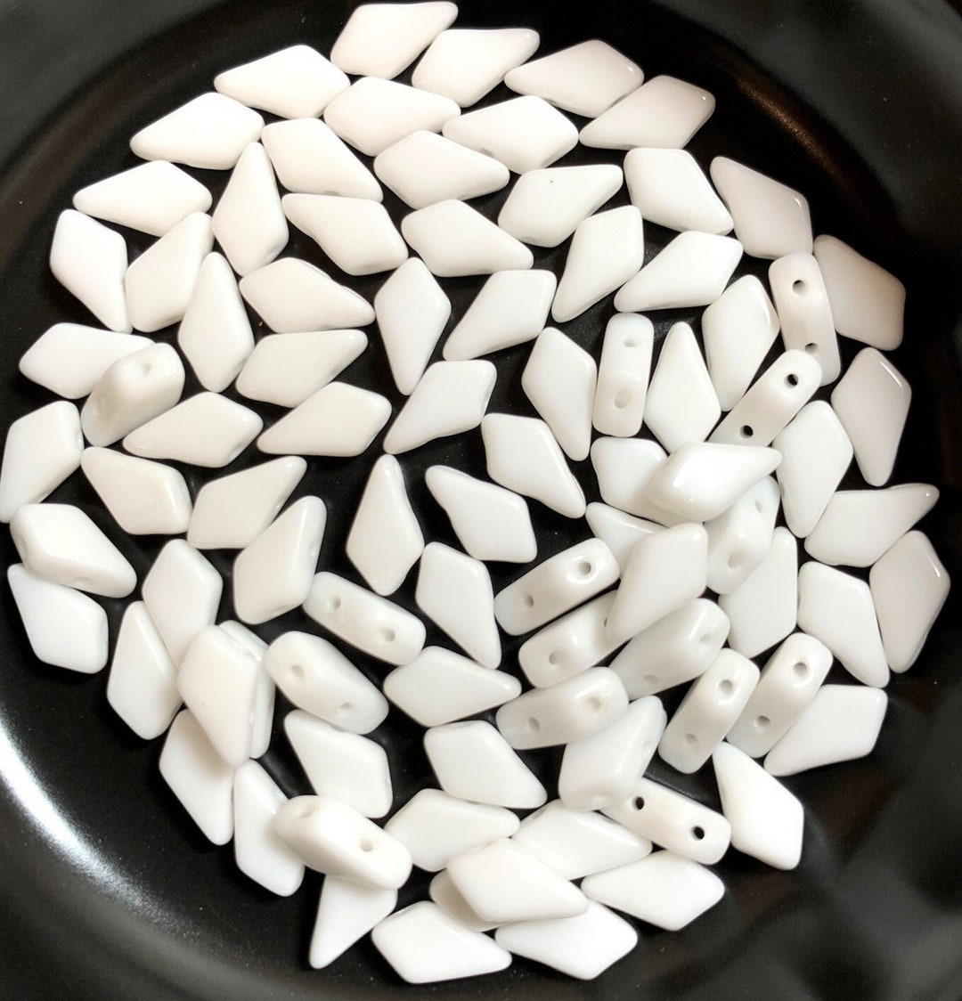 40 Pcs Kite Beads, 2 Hole, Chalk, 9x5mm, Czech Pressed Glass Beads - Etsy