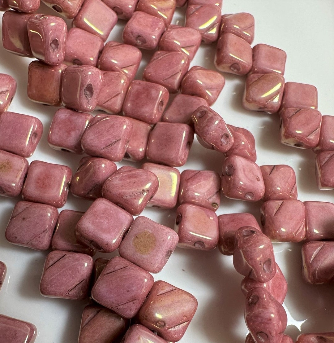 6mm Silky Beads, Red Luster, 20 Pcs, 2 Hole, 6x6mm, Czech Pressed Glass ...