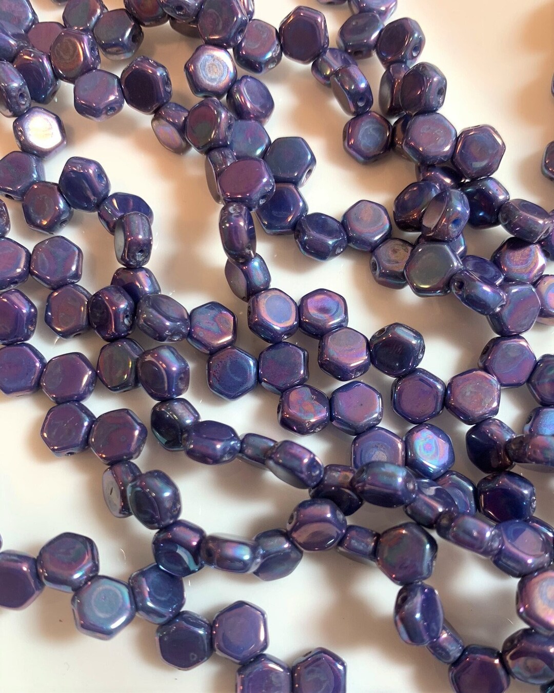 30 Pcs Hexx Beads, Honeycomb Beads, Hodge Podge Blue Nebula, 2 Hole ...