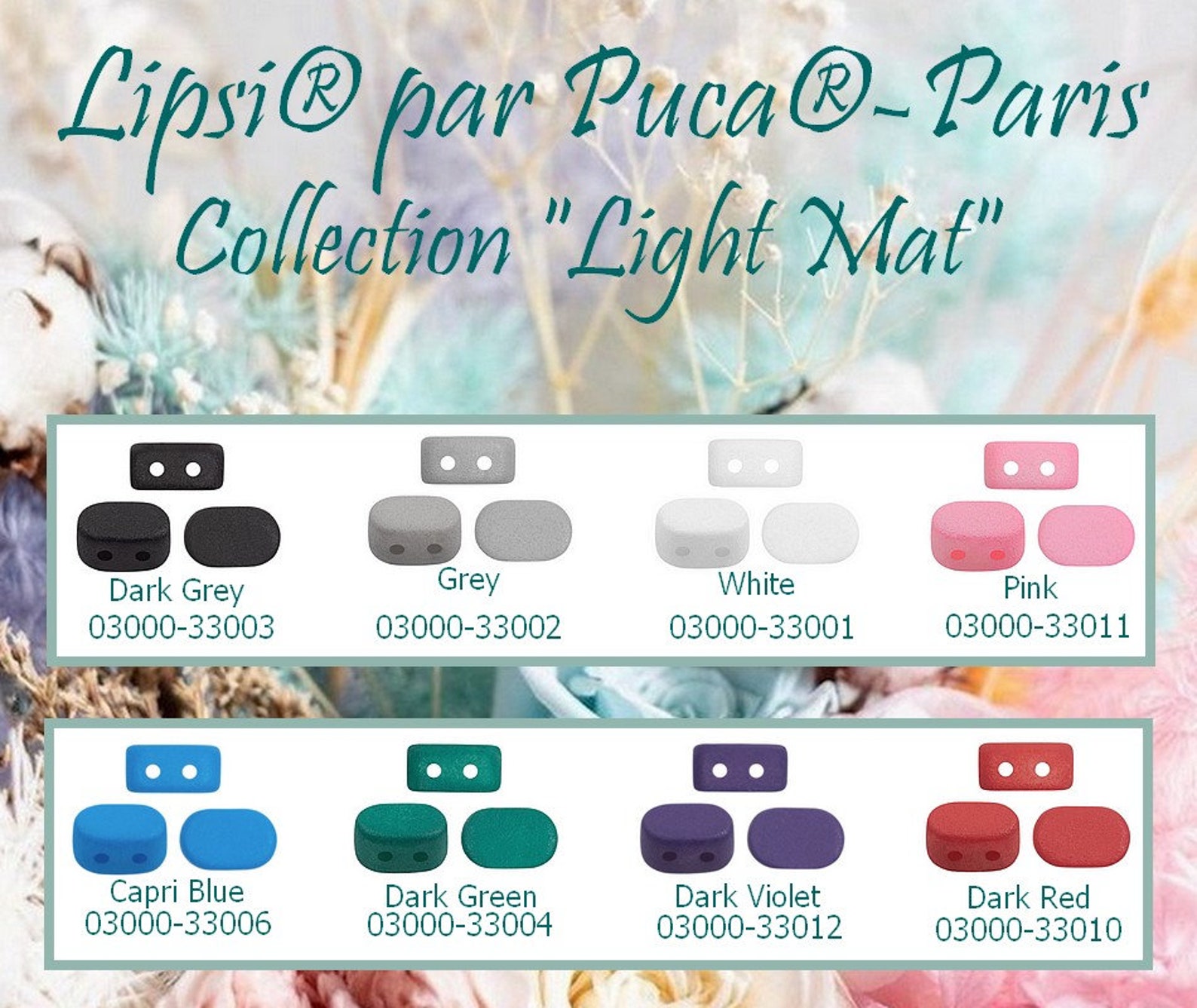 Lipsi Par Puca® Beads Dark Green Light Matte, 2 Holes, 7x4mm, Czech ...