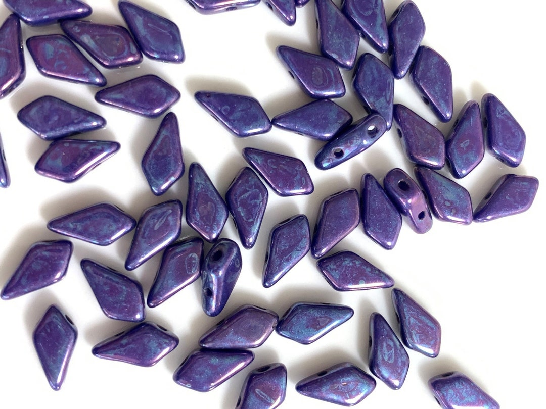 40 Pcs Kite Beads, 2 Hole, Royal Blue Nebula, 9x5mm, Czech Pressed ...