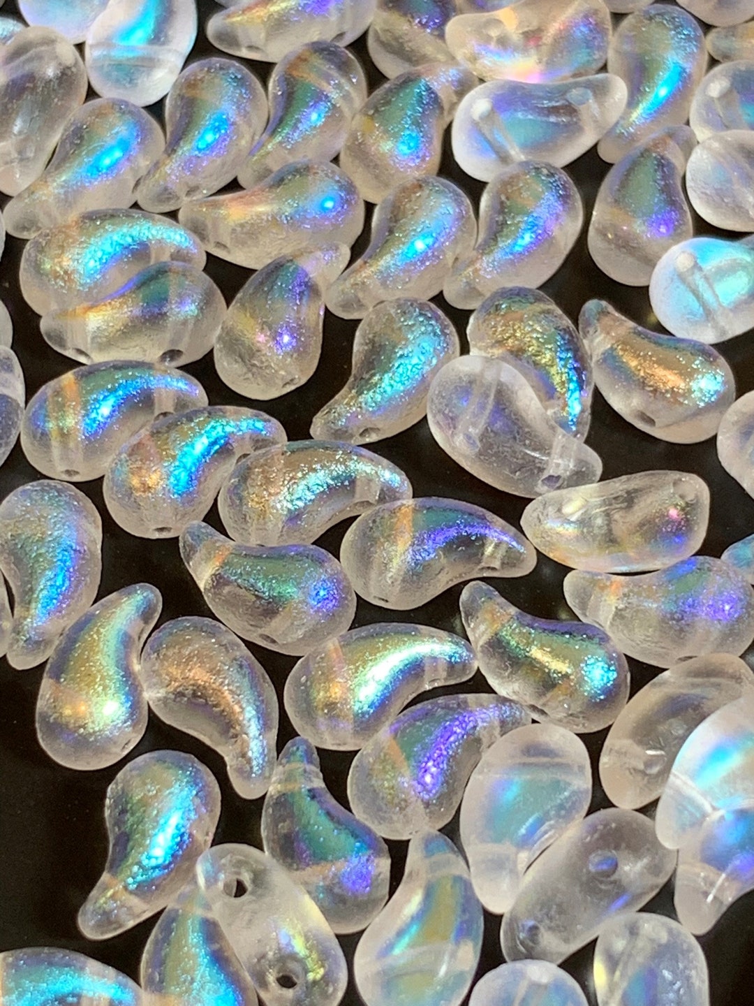 30 Pcs Zoliduo Bead Left, Crystal Etched AB, 2 Hole Glass Bead, 5x8mm ...