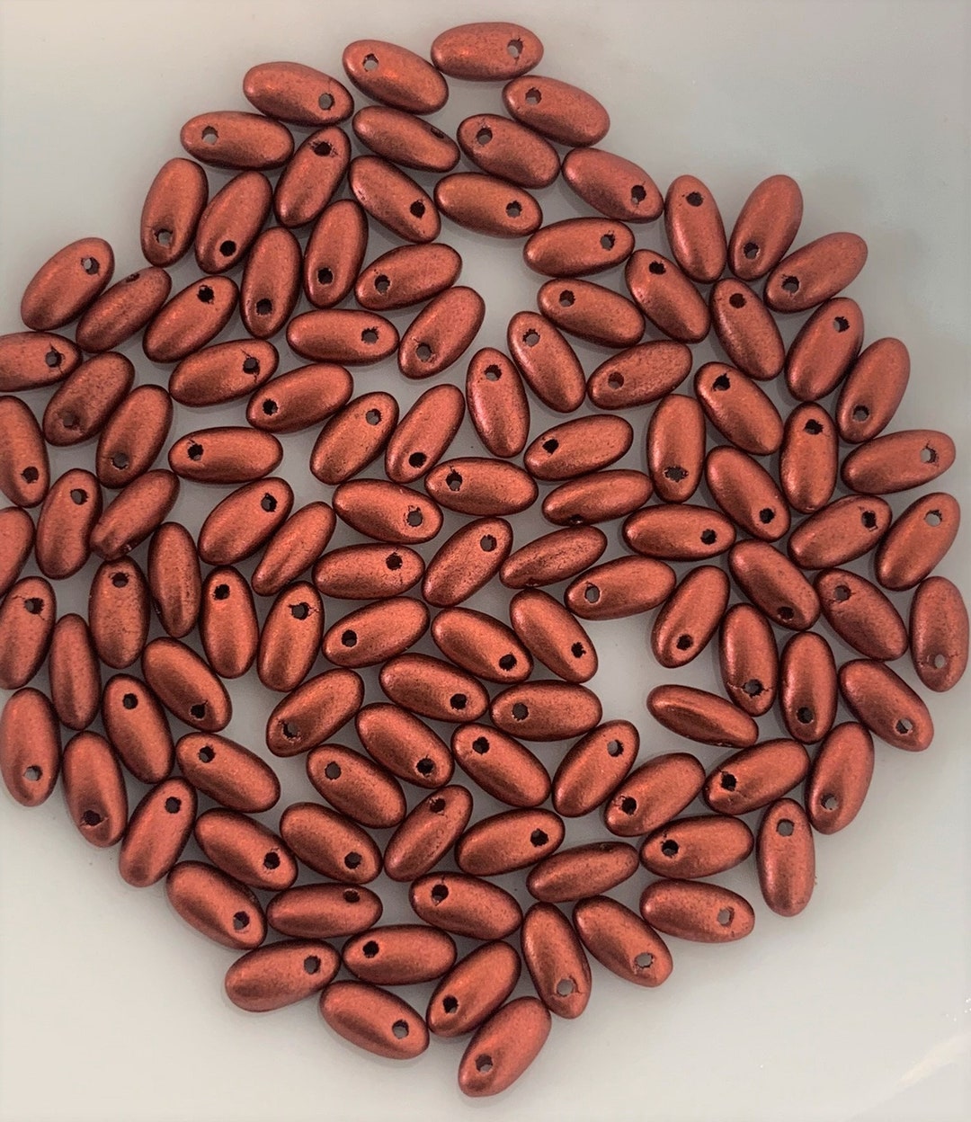 100 Pcs Rizo Beads, Copper, 2.5x6mm, 1 Hole Seed Beads, Czech Pressed ...