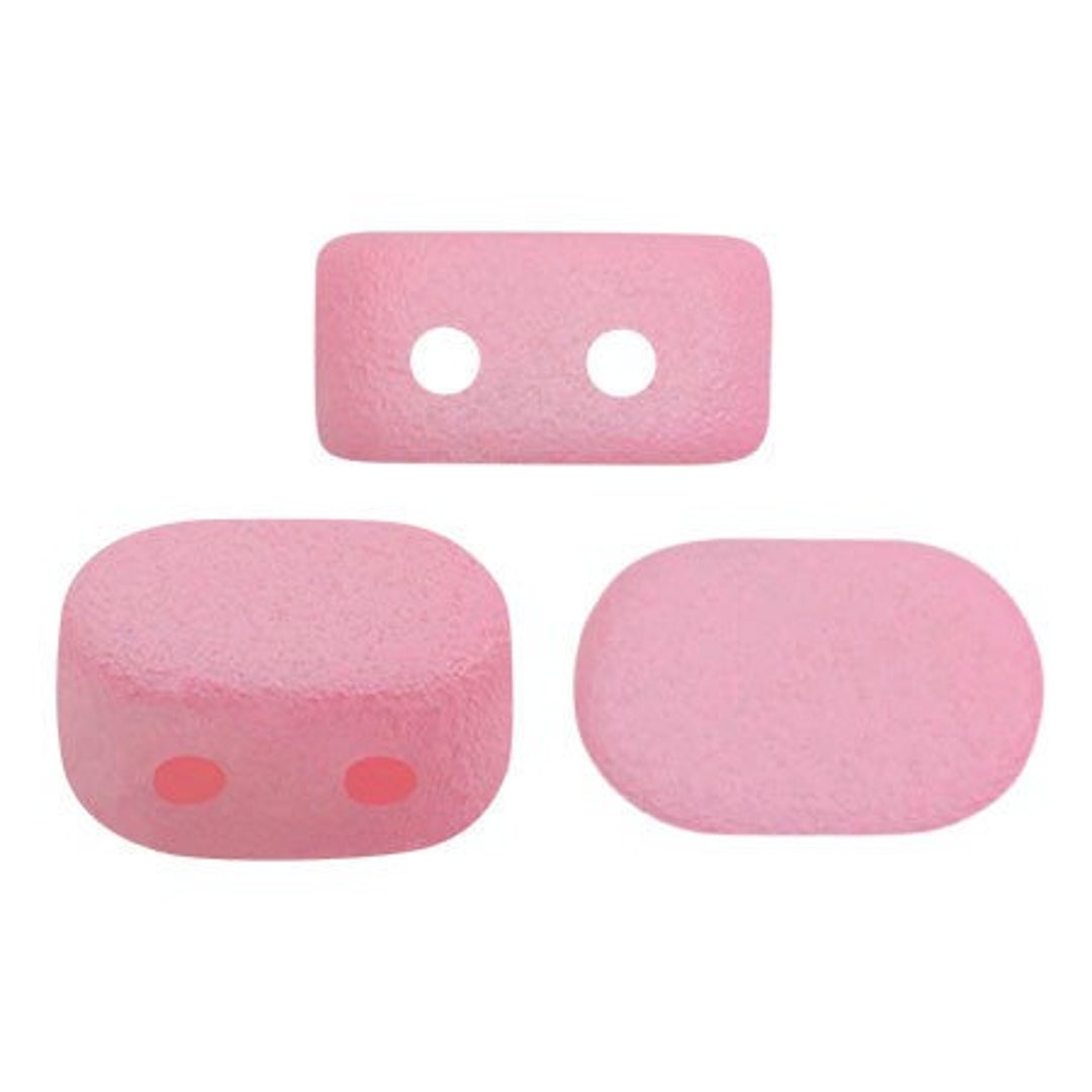 Lipsi Par Puca® Beads Pink Light Matte, 2 Holes, 7x4mm, Czech Pressed ...
