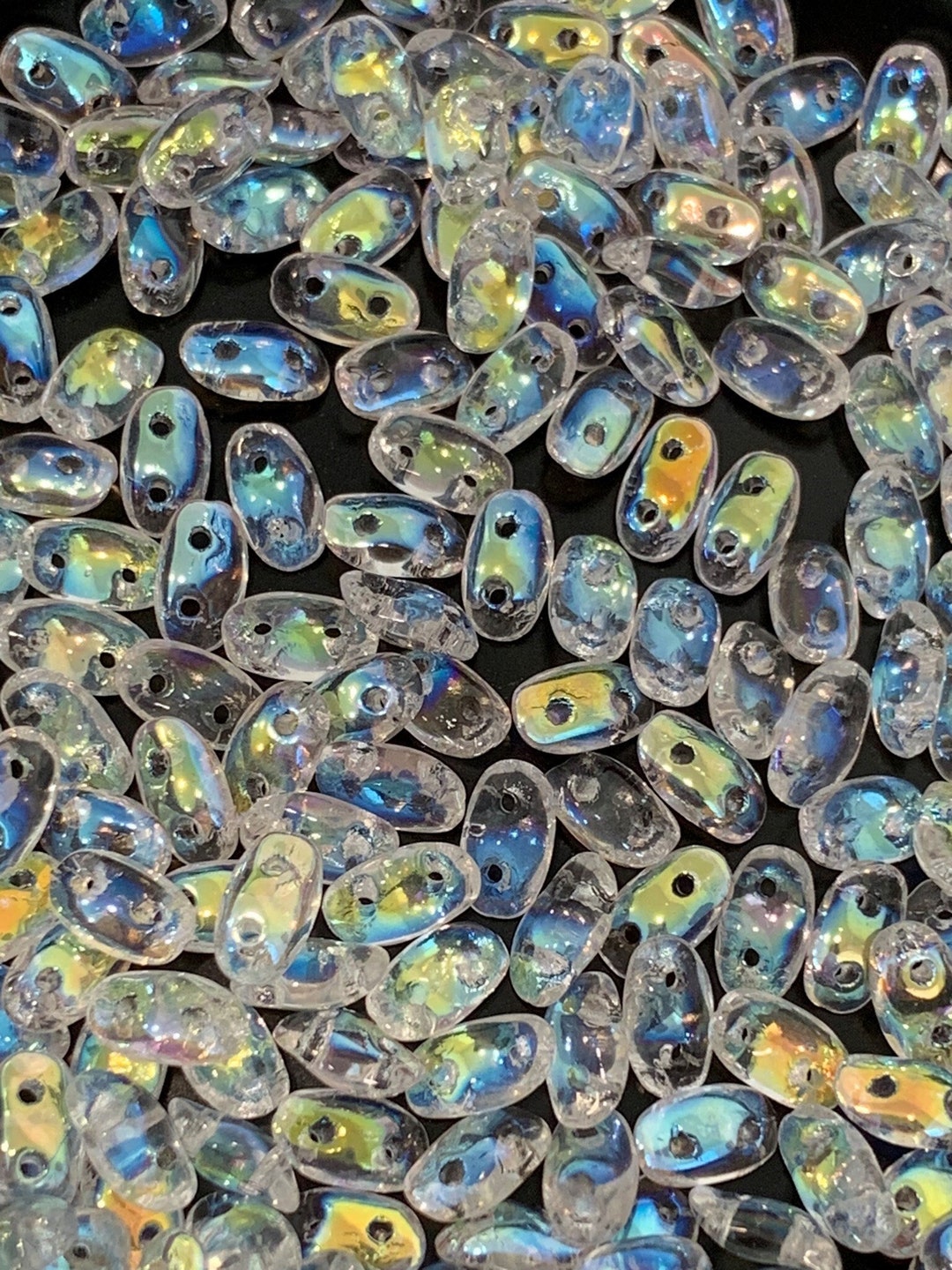 Wave Beads, Crystal AB, 3x7mm, 2-hole, Czech Pressed Glass Beads, Free ...