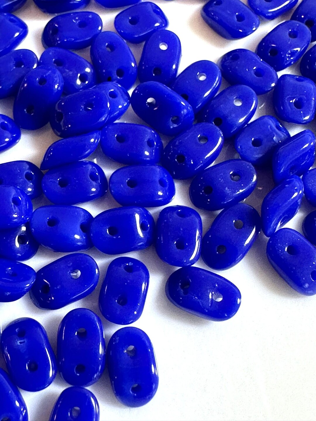 Wave Beads Opaque Blue, 3x7mm, 2-hole, Czech Pressed Glass Beads, Free ...