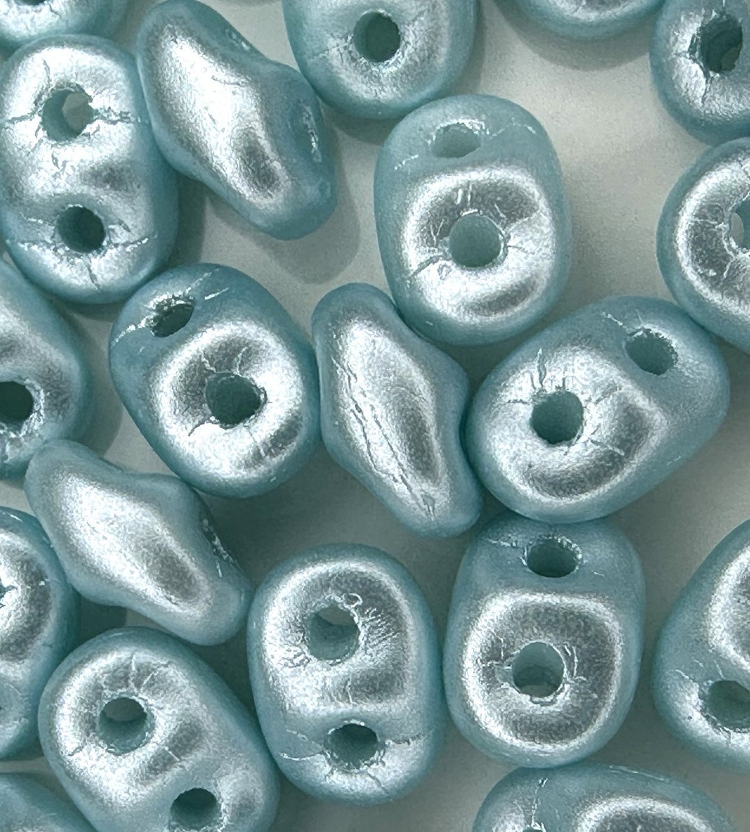 100 Pcs Superduo Matubo Beads, Pastel Light Azore, Light Blue, Czech ...