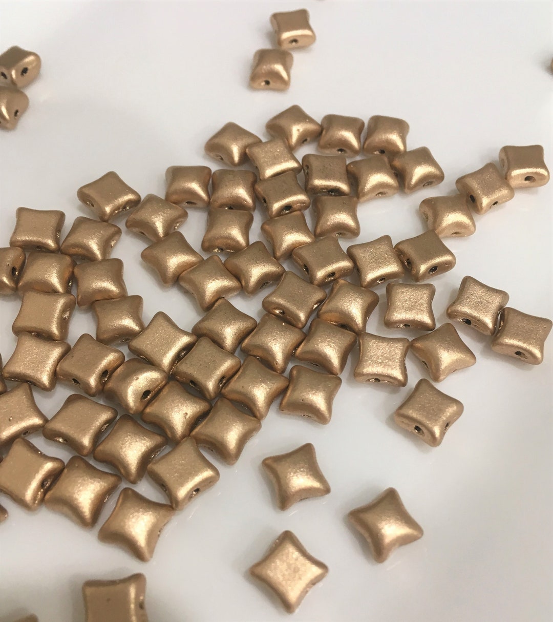 20 Pcs Wibeduo Beads, 2 Hole, Aztec Gold, 8x8mm, Star Shaped Czech ...