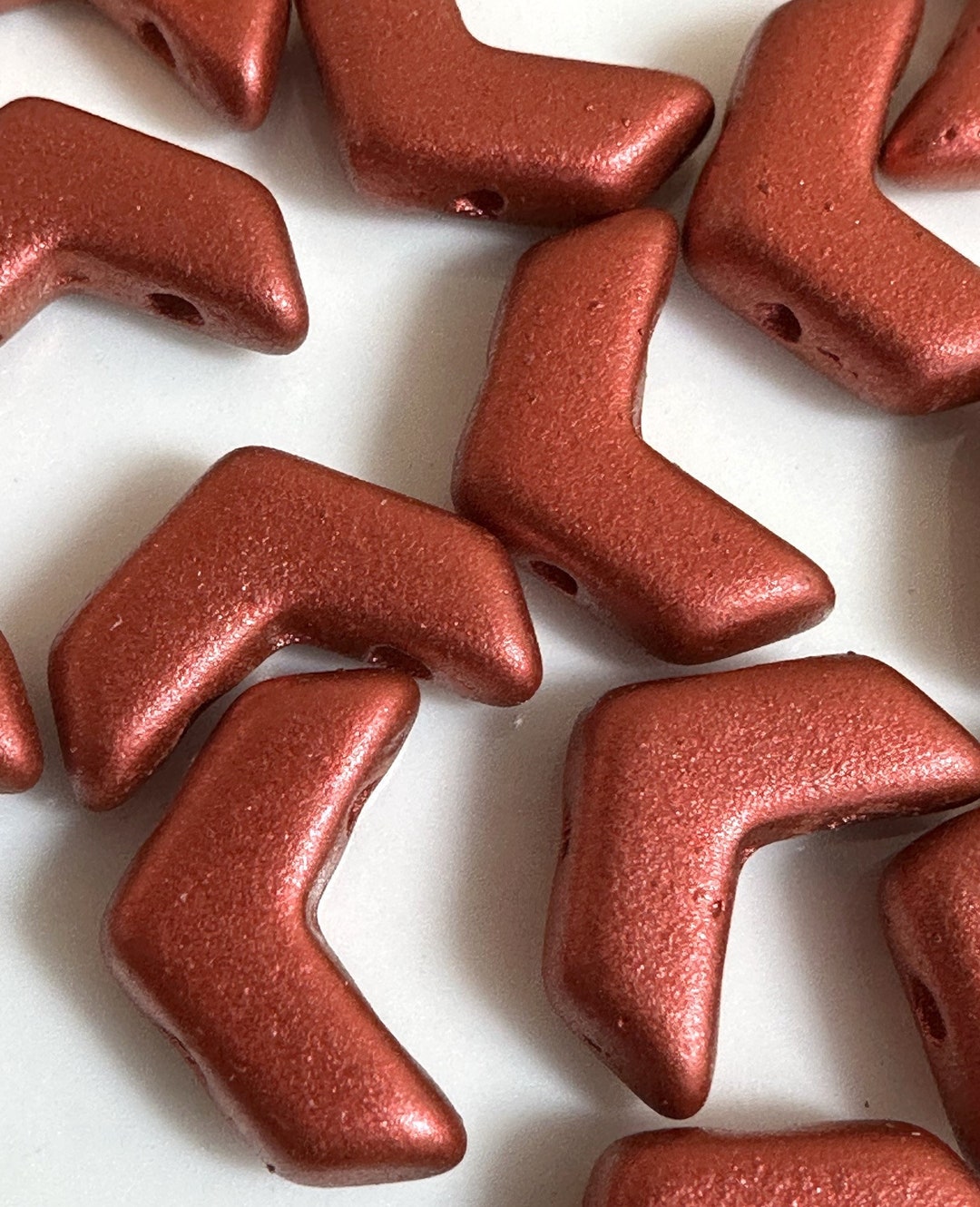 30 Pcs Chalk Lava Red Chevron Duo Beads, 10x4mm, 2-hole, Czech Pressed ...