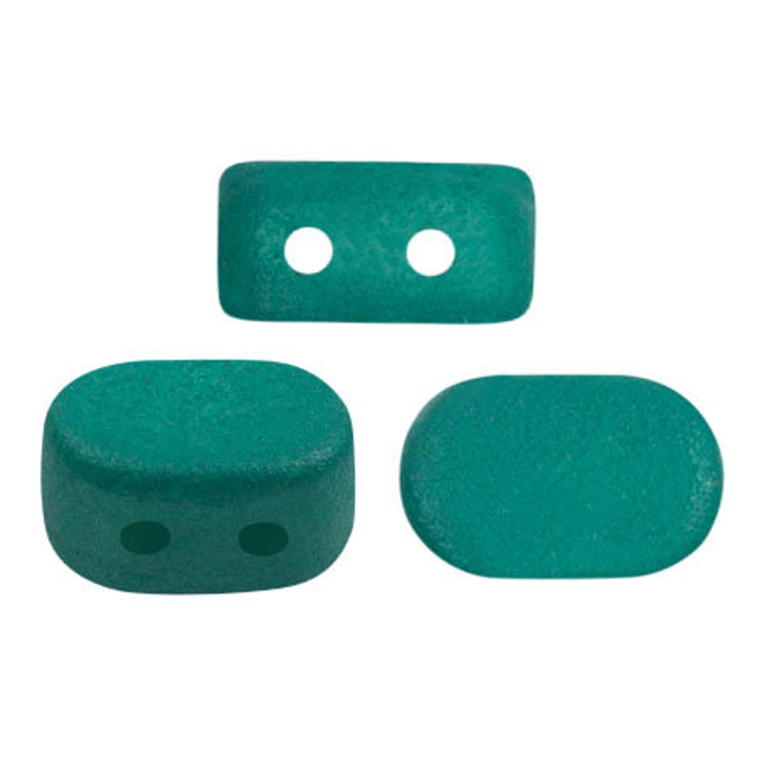 Lipsi Par Puca® Beads Dark Green Light Matte, 2 Holes, 7x4mm, Czech ...
