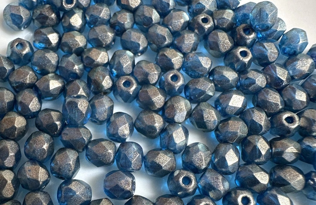 Crystal Golden Touch Celestian Blue, Round Faceted Fire Polished Czech ...