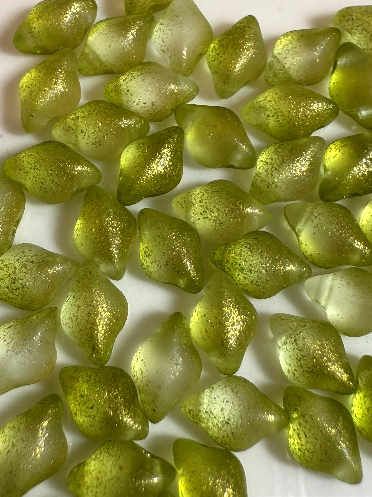 Gemduo Beads - Frozen Matte Lime Green, 30 Pcs, 2 Hole, Diamond Shaped ...